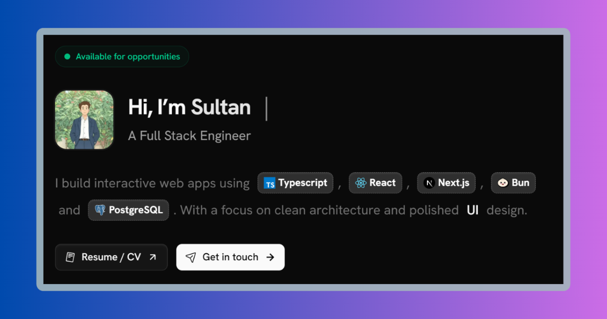 Sultan - A Full Stack Engineer
